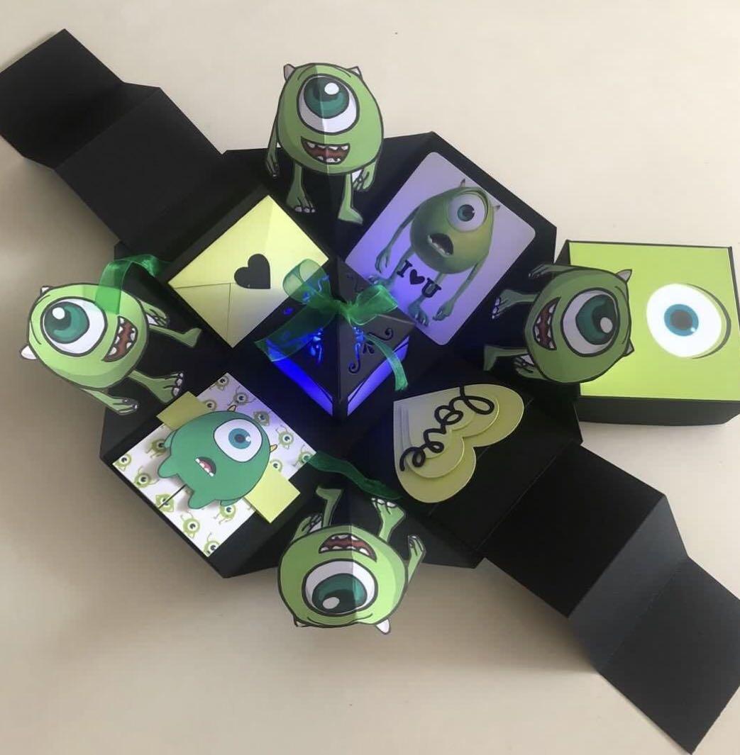 Customised cartoon explosion box with lighthouse , pull tab in blue ...