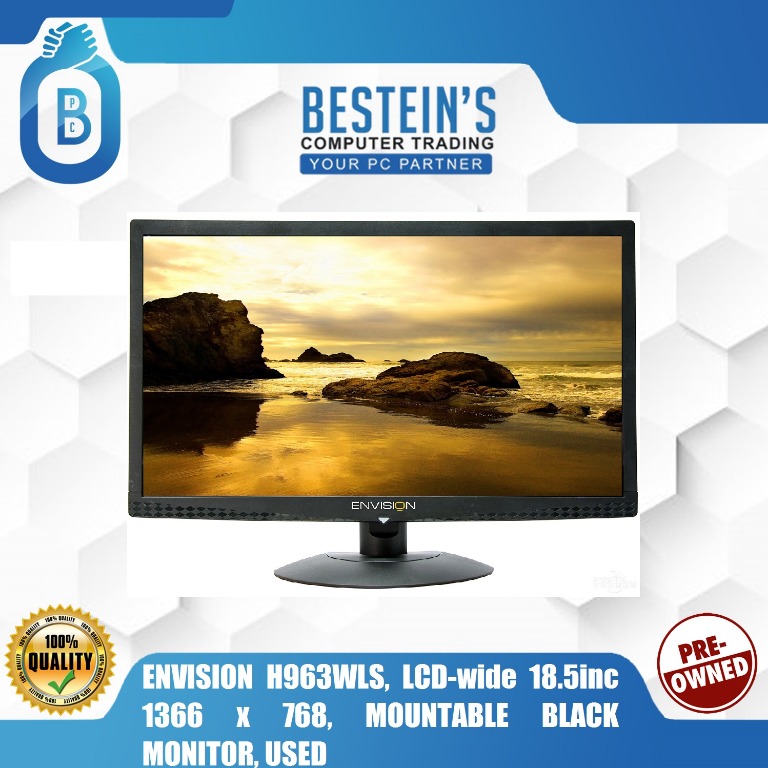 ENVISION H963WLS, LCD-wide 18.5inc 1366 x 768, MOUNTABLE BLACK MONITOR ...
