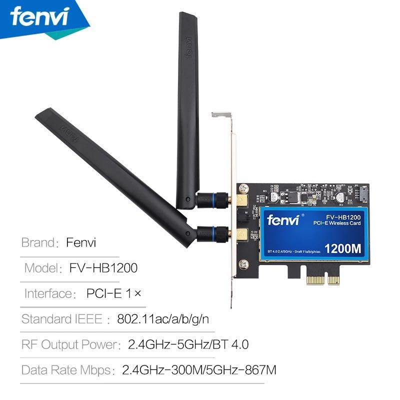 Fenvi FV-HB1200 Desktop Wireless AC1200 Dual Band PCI Express ...