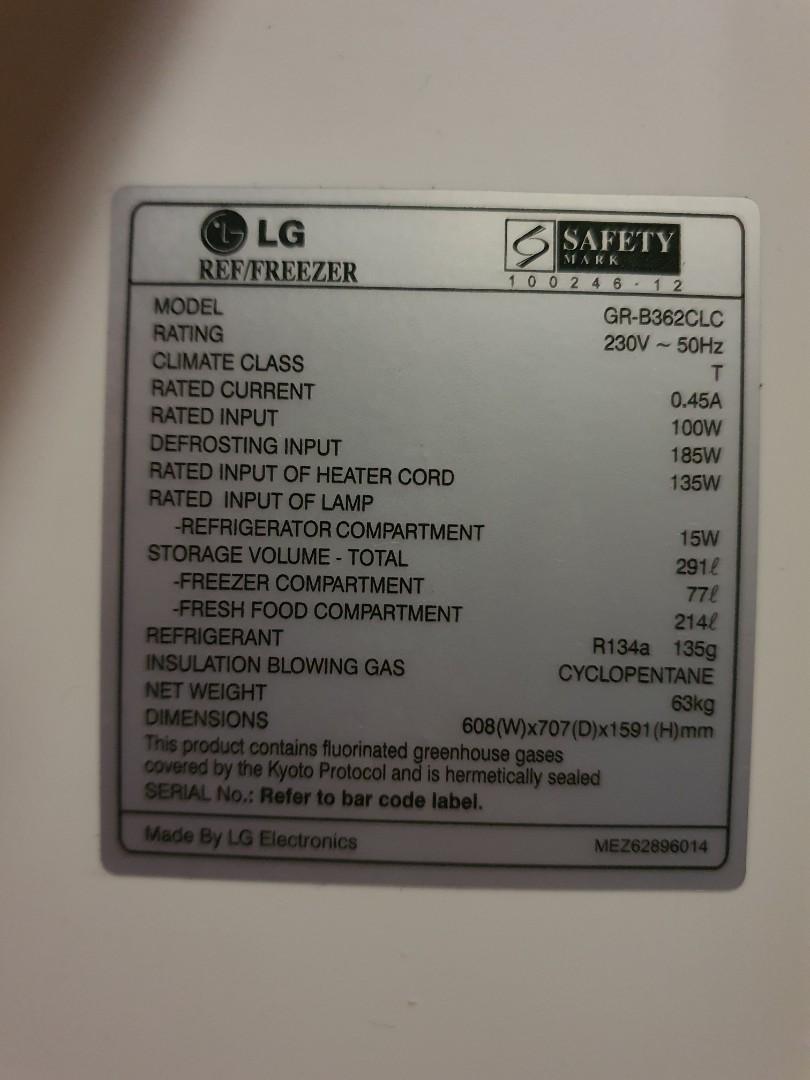 LG Vitamin Plus 2 Door Fridge, TV & Home Appliances, Kitchen Appliances ...