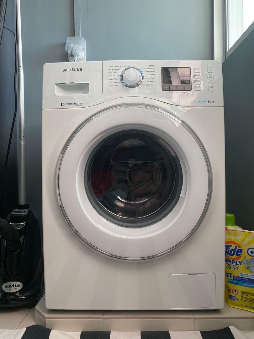 Samsung Washer frontload 8KG Model: WW80H5400EW/SP, TV & Home ...