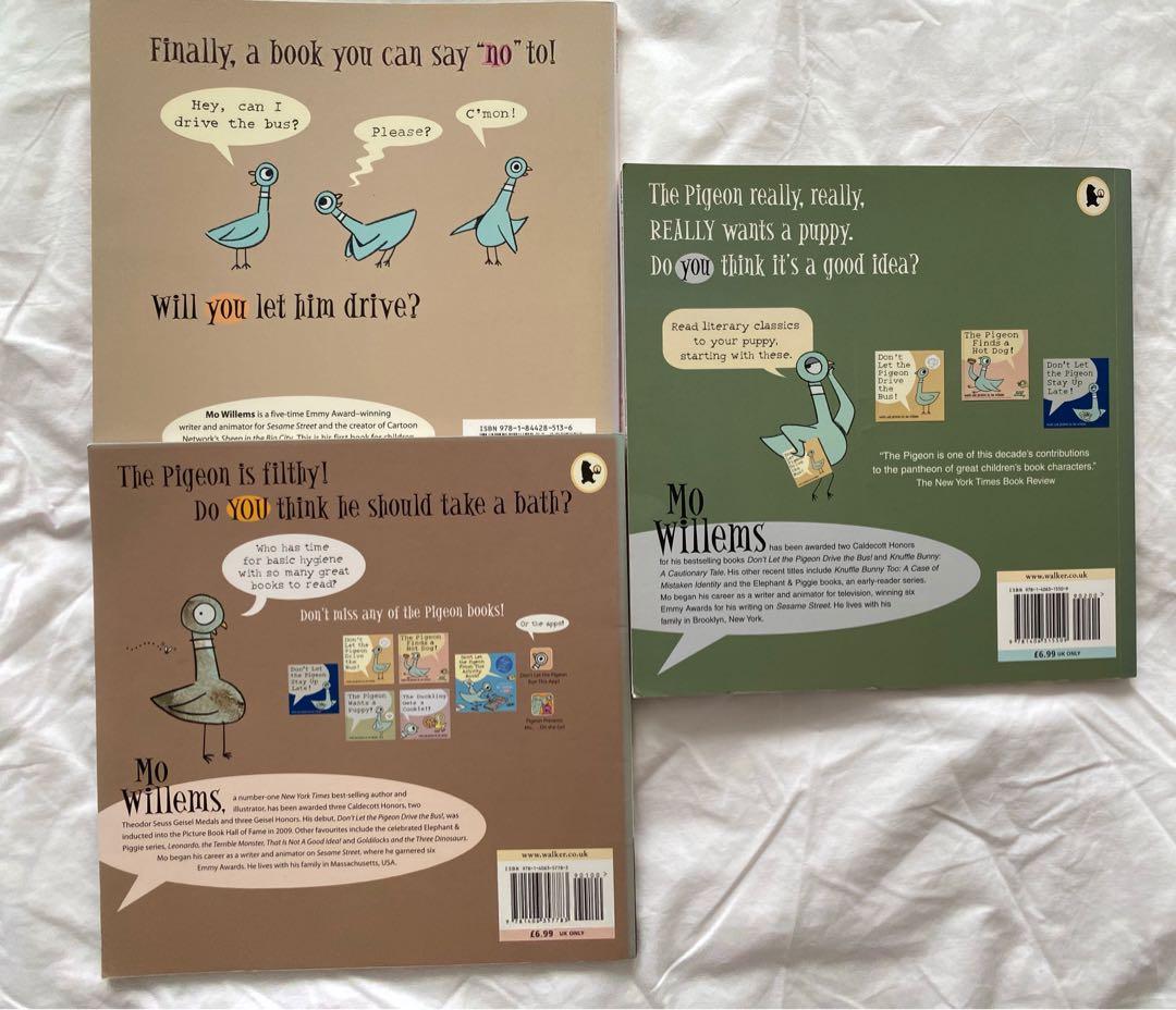 The pigeon wants a puppy, The pigeon needs a bath by Mo Willem, Hobbies ...