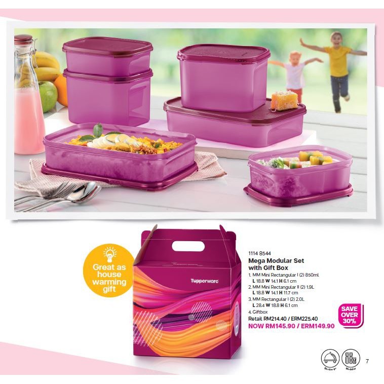 Tupperware 6pcs Mega Modular Set with Gift Box, Furniture & Home Living ...