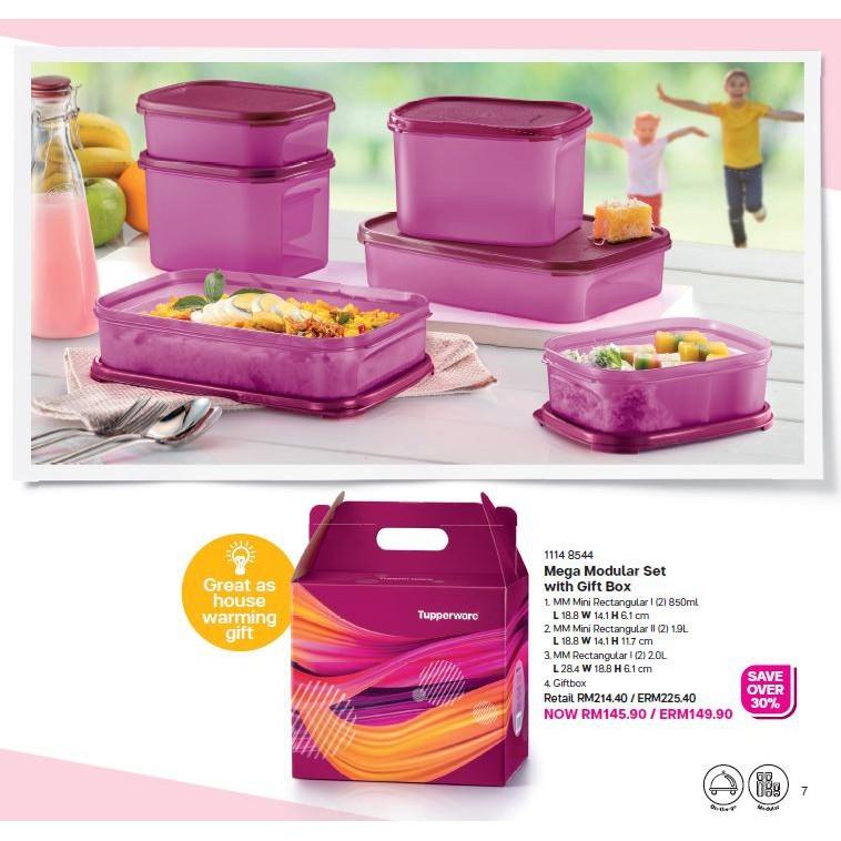 Tupperware 6pcs Mega Modular Set with Gift Box, Furniture & Home Living ...