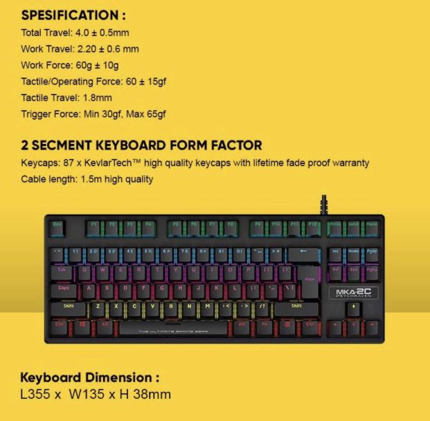 Armaggeddon MKA-2C Psychraven Blue Switch Mechanical Gaming Keyboard ...