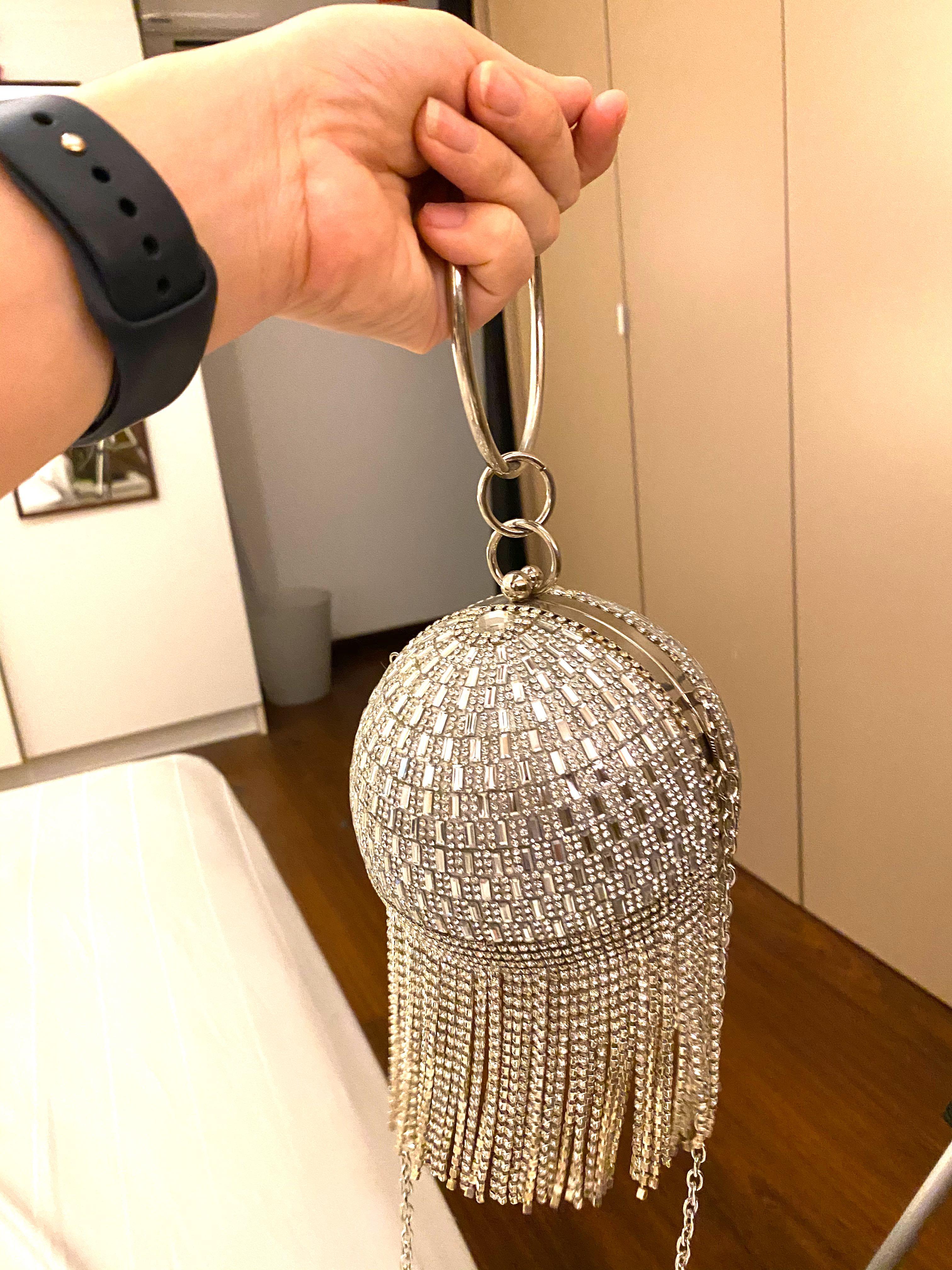 Luxe Diamante Fringe Sphere Bag, Women's Fashion, Bags & Wallets ...