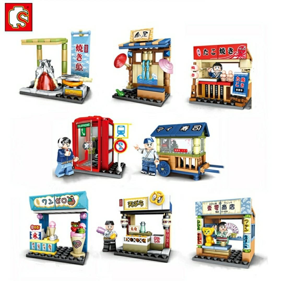 LEGO 8 IN 1 SEMBO Sakura City Street View Buildings Blocks Takoyaki Ice ...