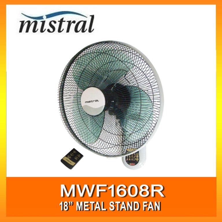 MISTRAL MWF1608R Remote Wall Fan (16-inch) (Grey), Furniture & Home ...