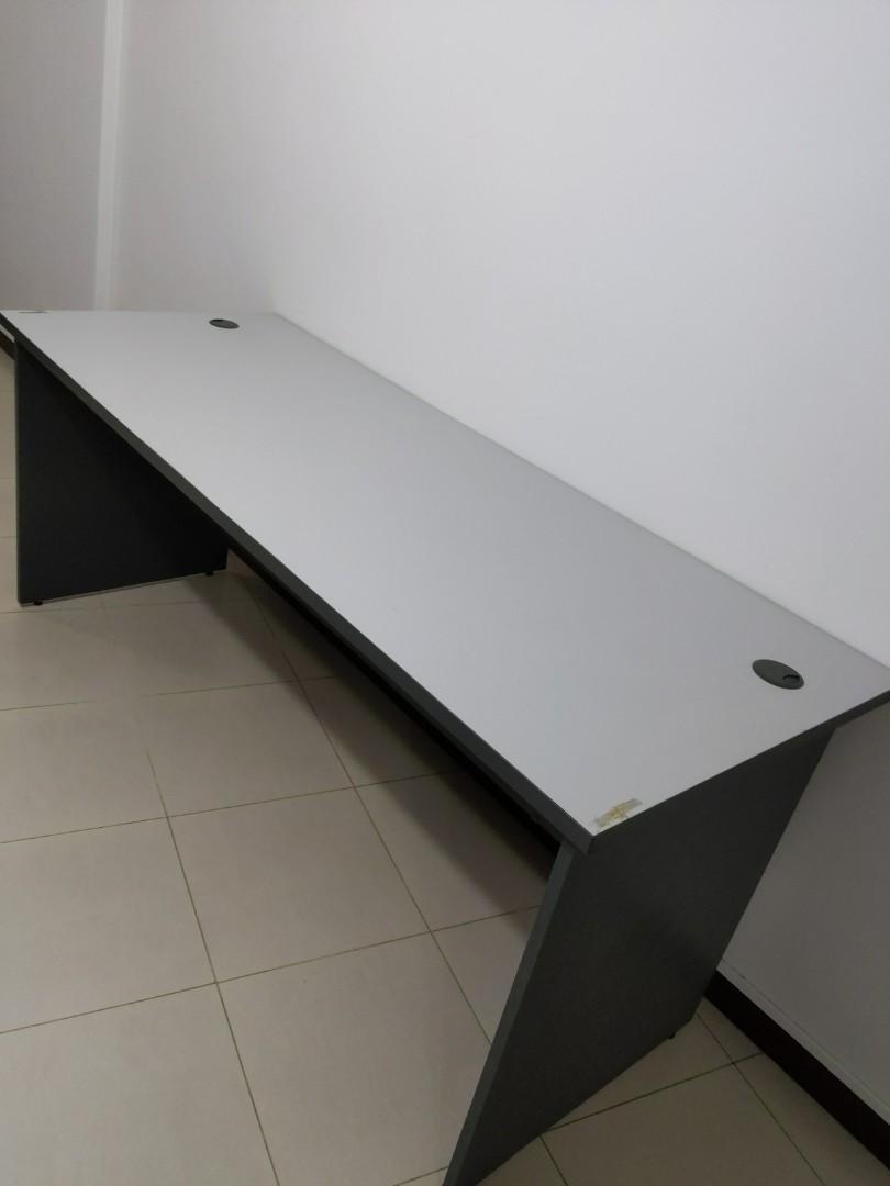 2 Person Study Table with (Double Tone Grey with Wire Holes), Furniture ...