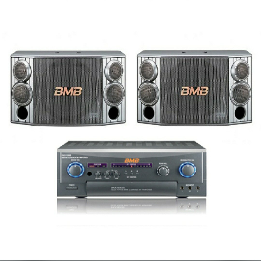 BMB Karaoke Set (Amp+ 2 Speaker + 1 Subwoofer + 2 Dynamic Mic), Audio ...