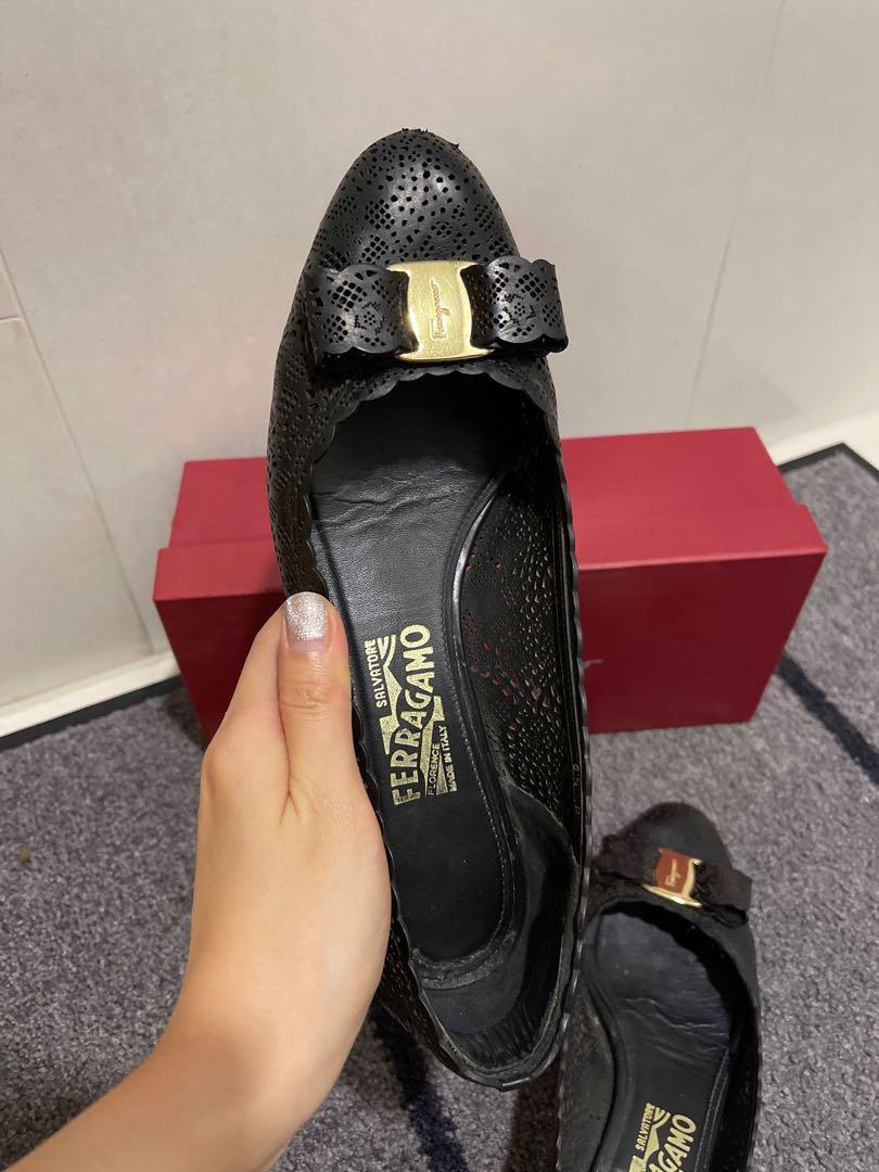 Ferragamo Laser cut Vera bow design, Women's Fashion, Footwear, Heels ...