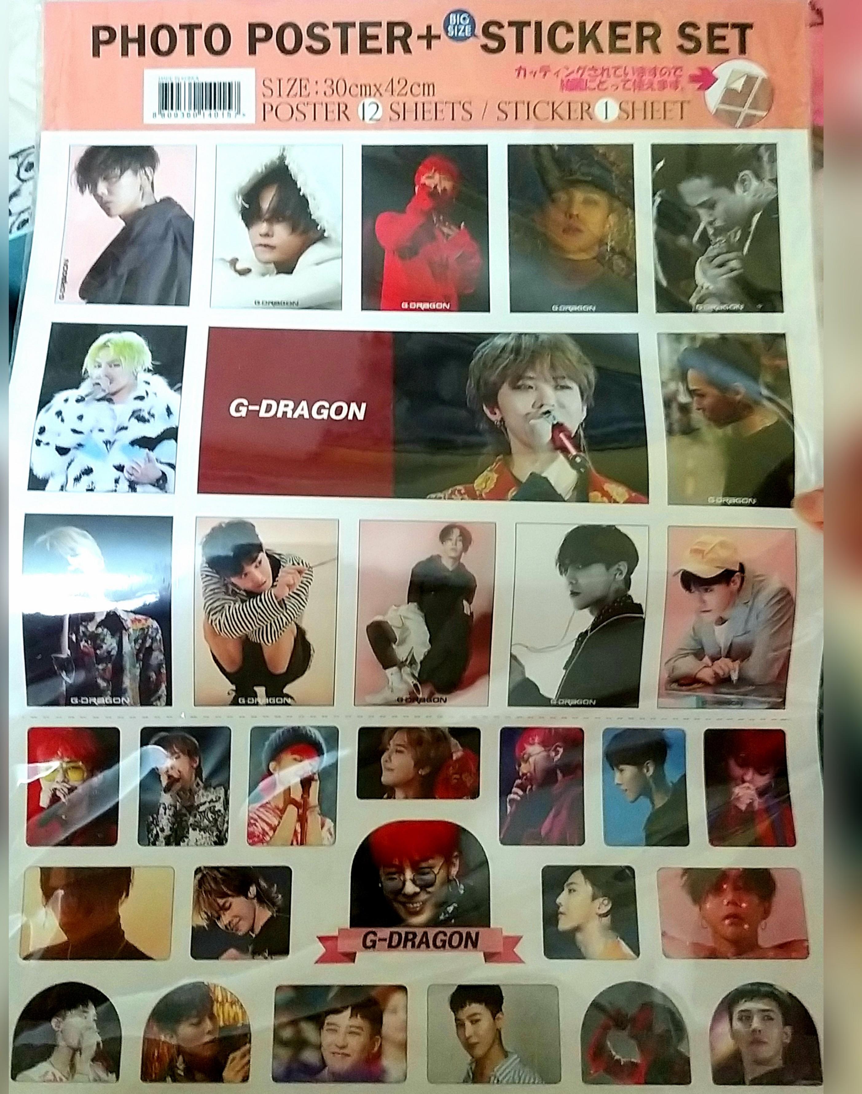 G-Dragon(GD) poster x 12 + sticker set, 興趣及遊戲, 收藏品及紀念品, 明星周邊 - Carousell