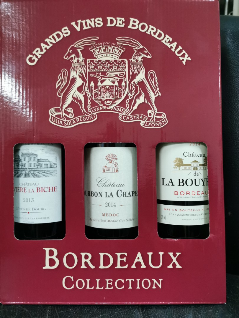 Grands Vins de Bordeaux Wine Box of 3, Food & Drinks, Alcoholic ...
