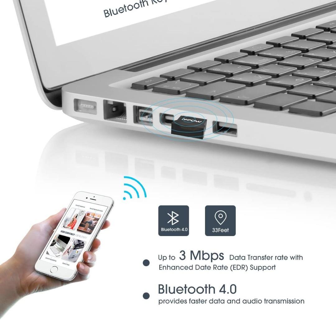 Mpow Bluetooth 4.0 USB Dongle Adapter, Bluetooth Transmitter Receiver ...
