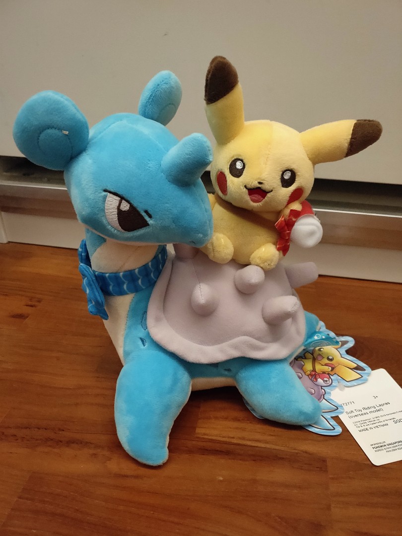 Pikachu Riding Lapras Plush, Toys & Games, Stuffed Toys on Carousell