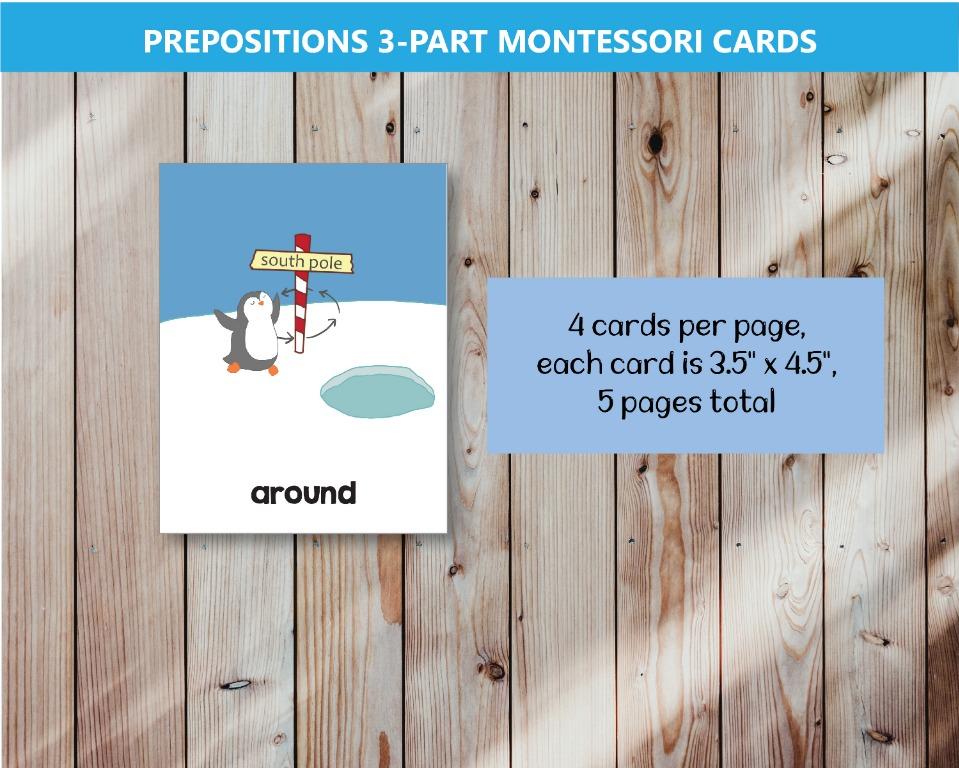 Prepositions Montessori 3-part Cards, Hobbies & Toys, Books & Magazines ...