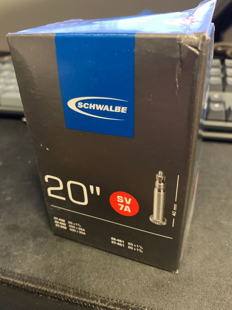 Schwalbe SV7A inner tube 451 20” tyre, Sports Equipment, Bicycles & Parts, Parts & Accessories ...