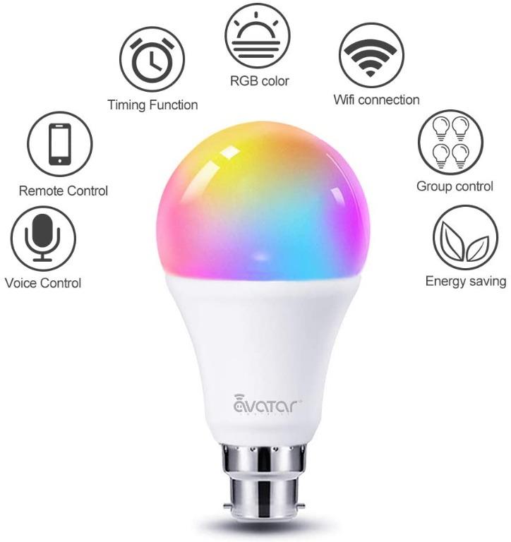 Avatar Controls Alexa Light Bulb, WiFi Smart Bulbs B22 Bayonet RGBCW ...