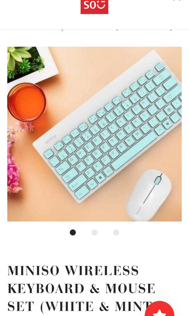 BNIB Wireless miniso keyboard and mouse set (white & mint green), Computers & Tech, Parts ...