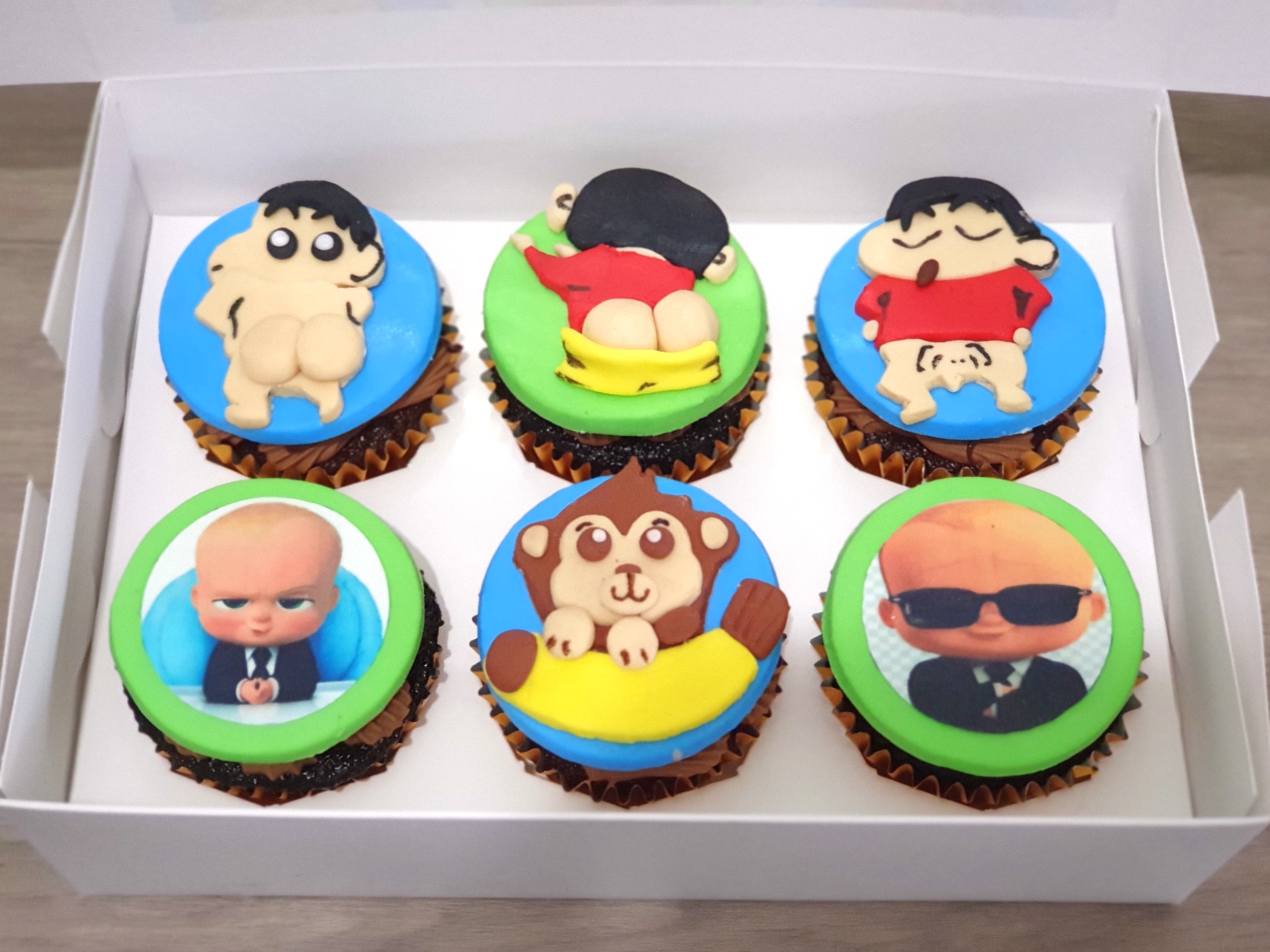 Crayon Shin Chan Theme Cupcakes, Food & Drinks, Homemade Bakes on Carousell