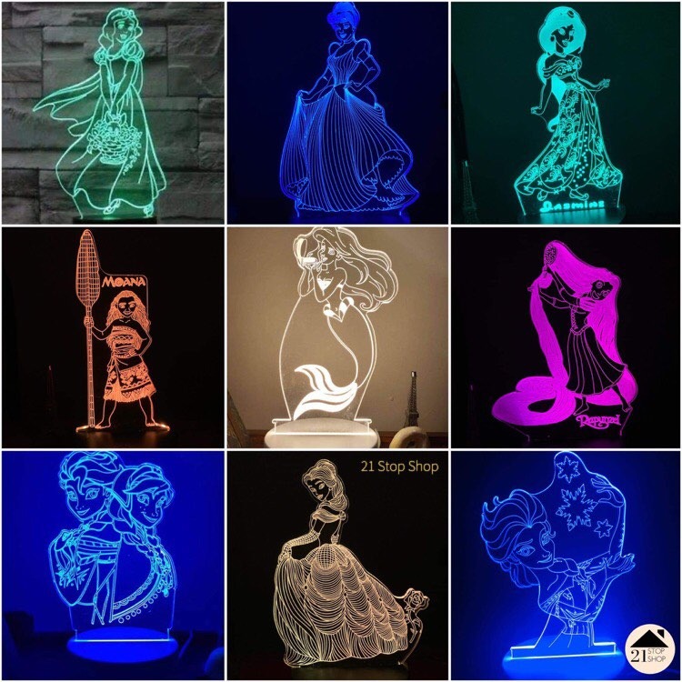 Disney Princesses 3D LED Lamps, Furniture & Home Living, Cleaning ...