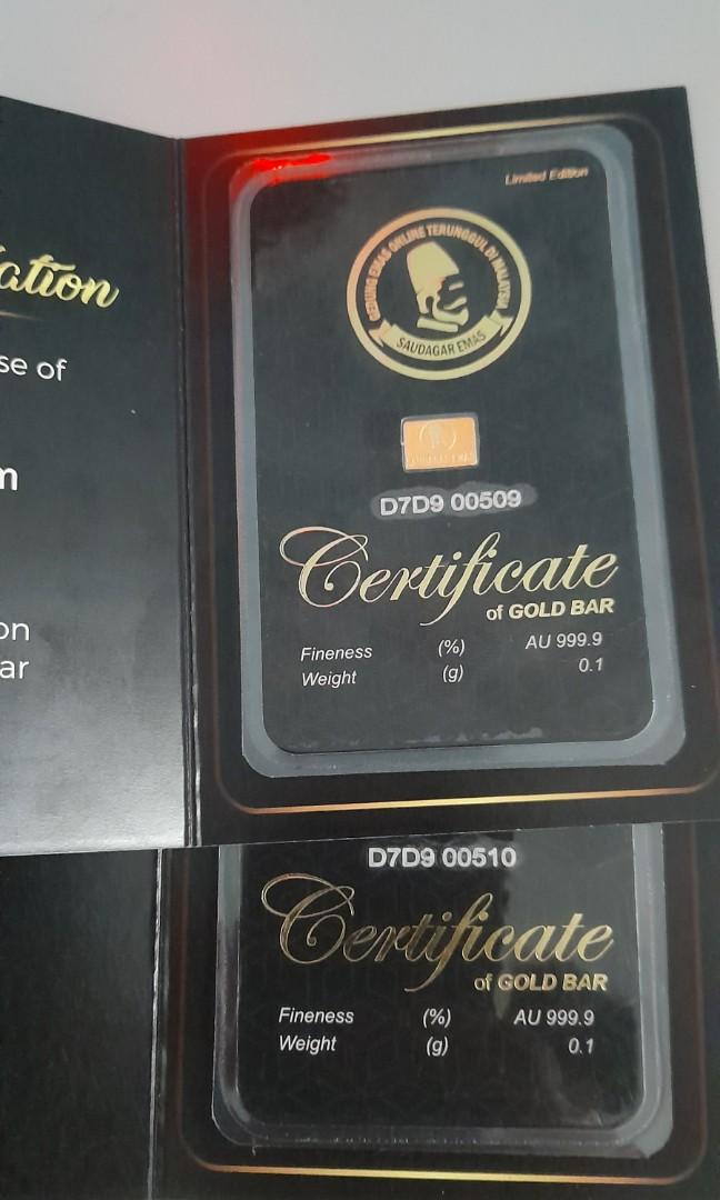 Gold Bar 0.1g Limited Edition Gold Bar, Luxury, Accessories on Carousell