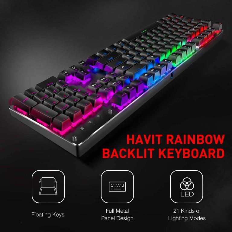havit Wired Mechanical Gaming Keyboard and RGB Mouse Combo Set UK ...