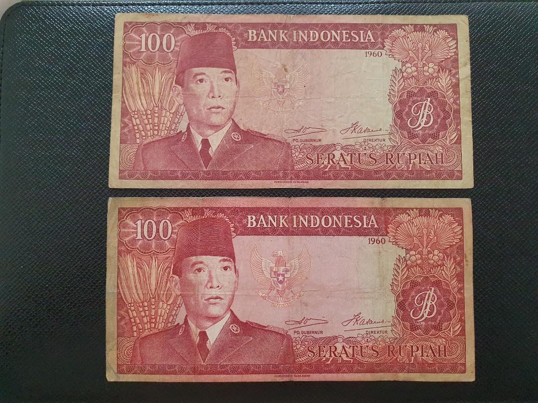 Indonesia 1960 Sukarno 100 rupiah note (2 pc), Hobbies & Toys ...