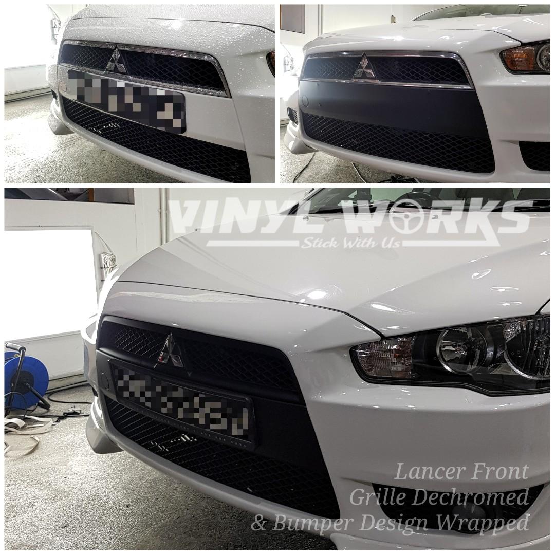 Mitsubishi Lancer Front Grille Dechrome & Bumper Design Wrap - Matte ...