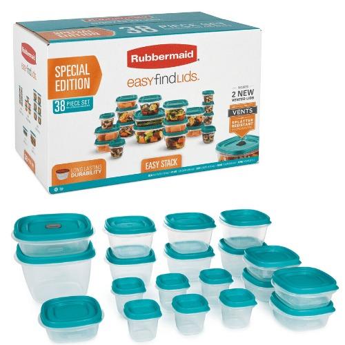Rubbermaid Food Storage 38 Piece Set with Easy Find Lids, Freezer Safe ...
