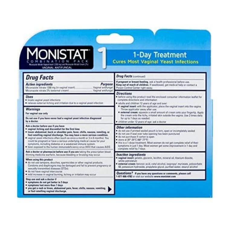 Monistat 1-Day Yeast Infection Treatment | Ovule + Itch Cream ...