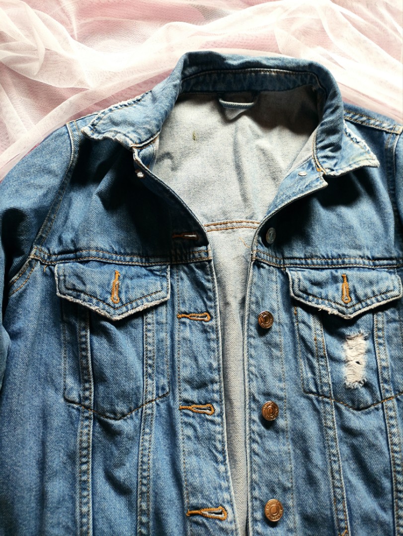Vintage denim tattered jacket, Women's Fashion, Coats, Jackets and ...