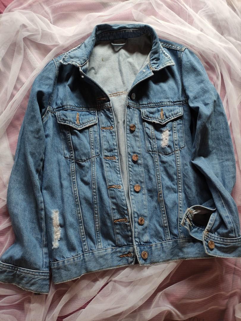 Vintage denim tattered jacket, Women's Fashion, Coats, Jackets and ...