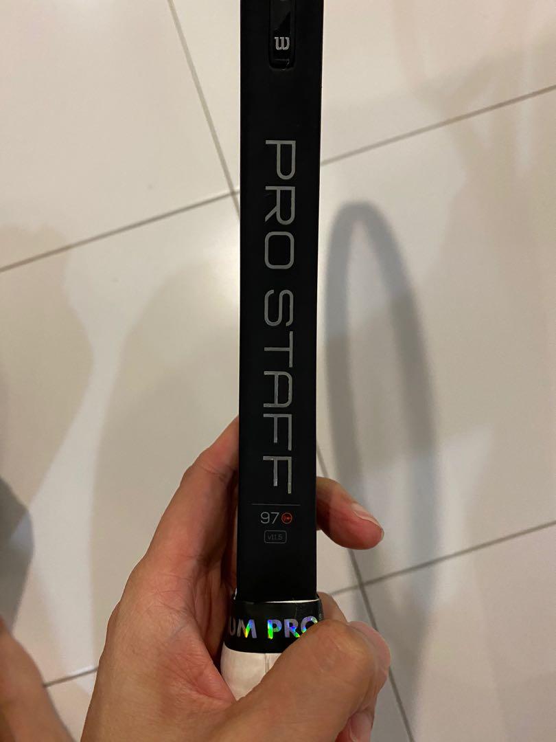 Wilson Pro Staff 97 v11.5 with CV Full Black, Sports Equipment, Sports ...