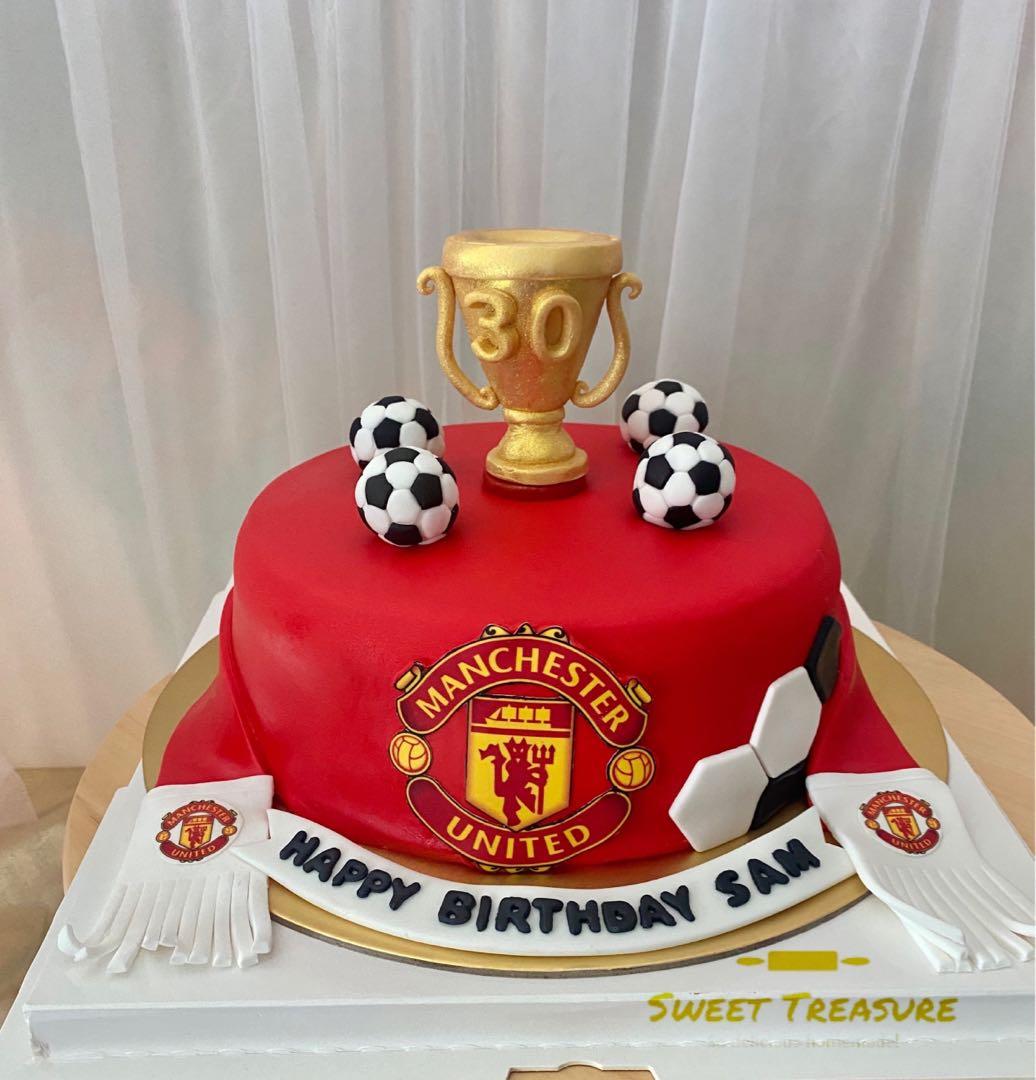 Different sizes avail - 6”, 8” cake or 2 tiers cakes Manchester United ...