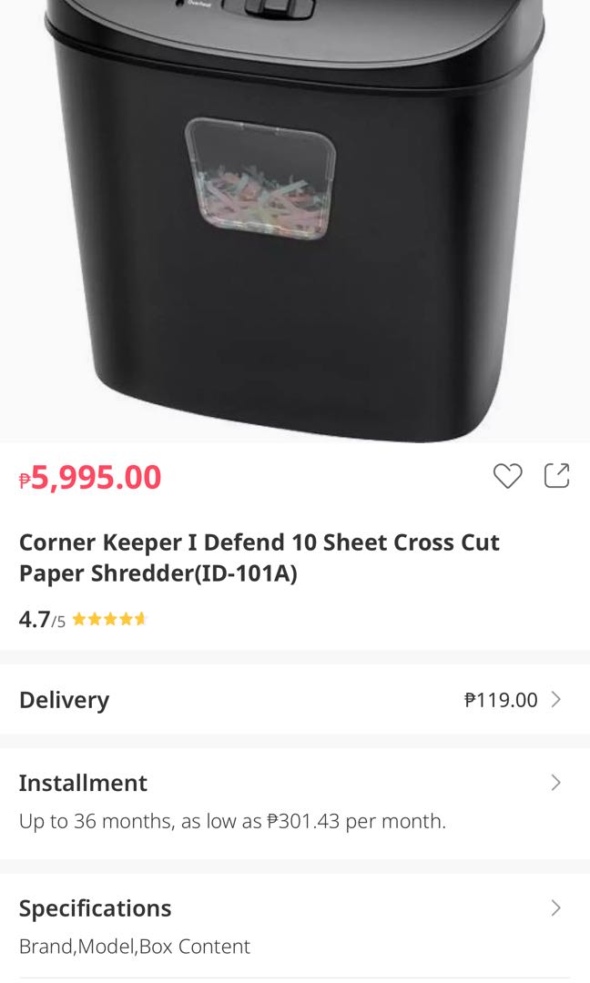 Corner keeper heavy duty paper shredder, Computers & Tech, Office ...