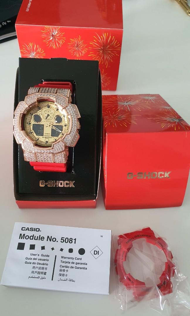 GShock with crystal case- full set with box and original case, Luxury ...