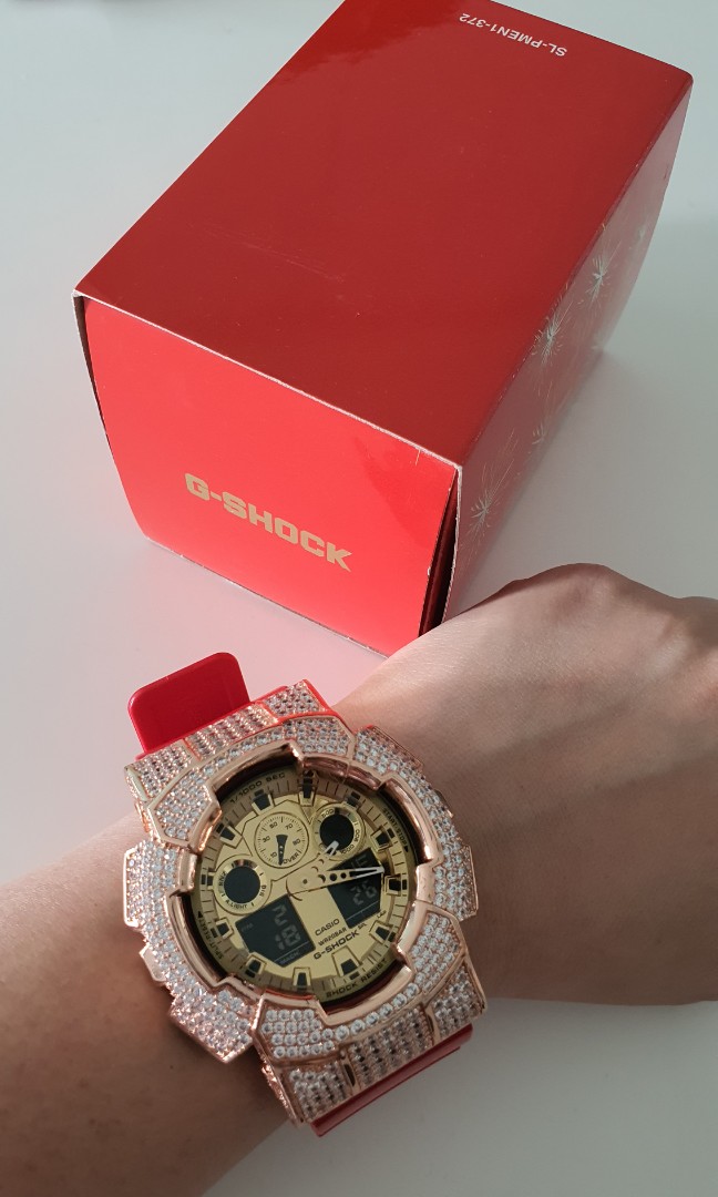GShock with crystal case- full set with box and original case, Luxury ...