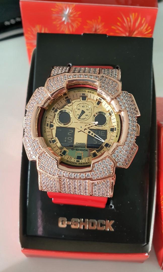 GShock with crystal case- full set with box and original case, Luxury ...