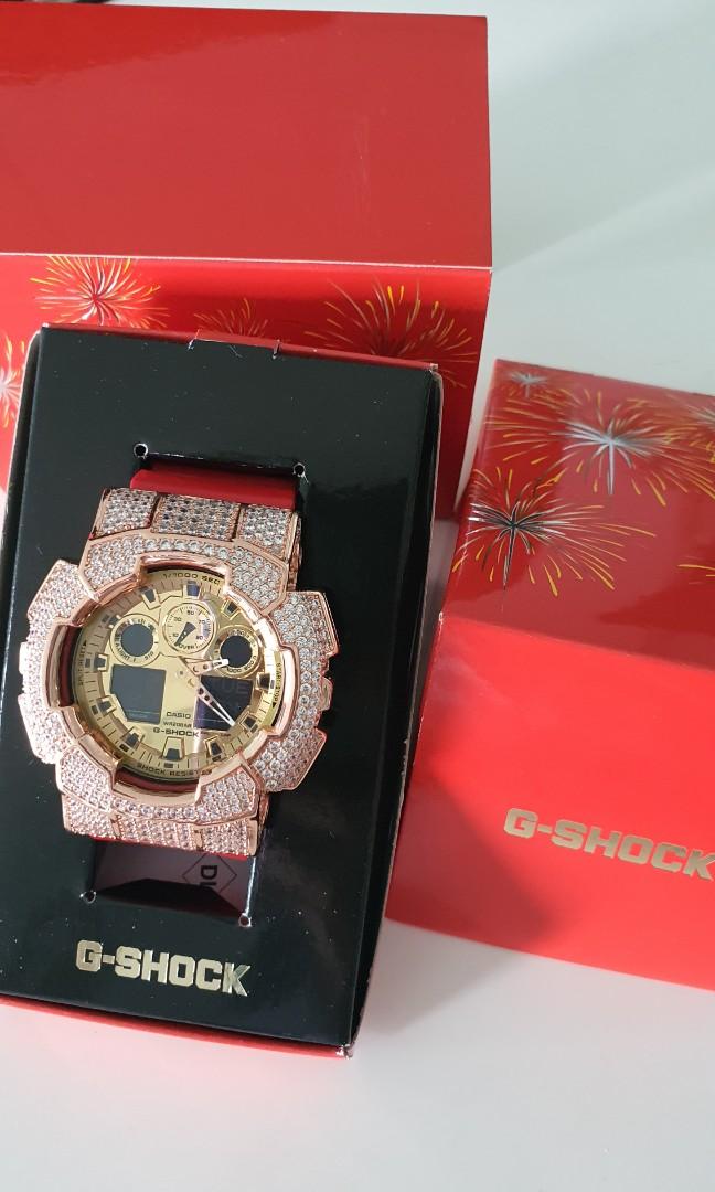 GShock with crystal case- full set with box and original case, Luxury ...