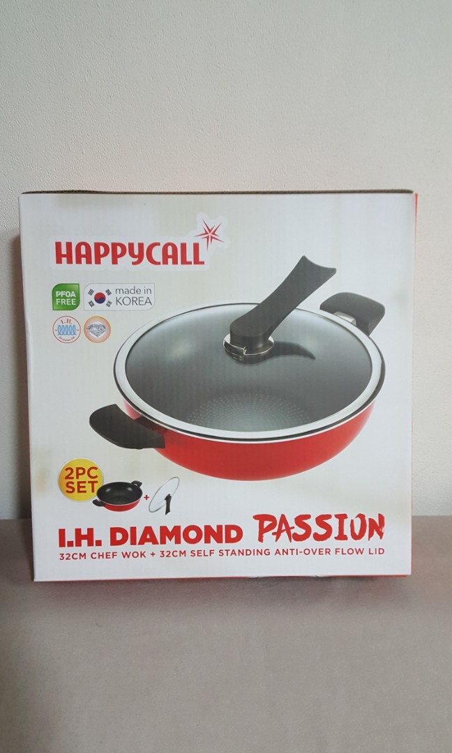 Happycall 32cm Diamond Passion Chef Wok, Home Appliances, Kitchenware ...