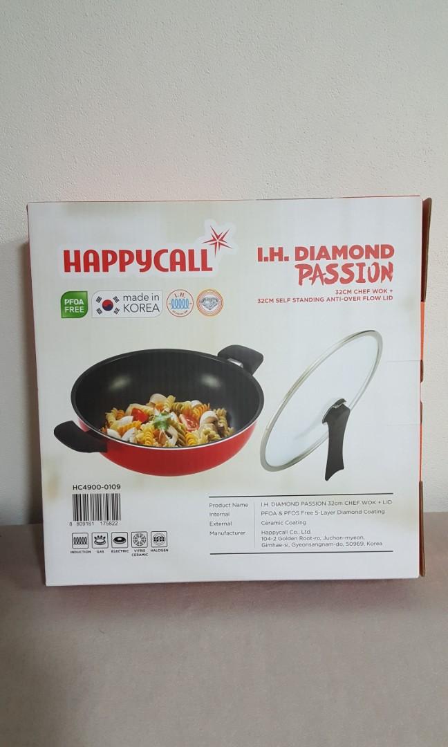 Happycall 32cm Diamond Passion Chef Wok, Home Appliances, Kitchenware ...