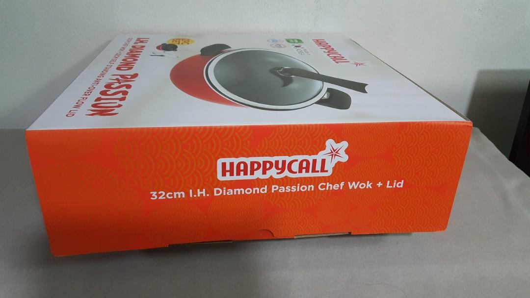 Happycall 32cm Diamond Passion Chef Wok, Home Appliances, Kitchenware ...