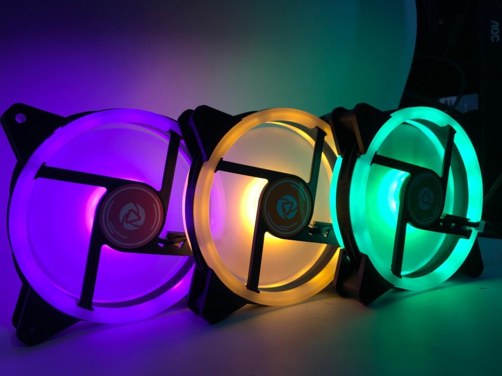 INPLAY UFO RGB FAN 3-IN-1 KIT, 12V 4-PIN/ 3-PIN, 16.8 million colors ...