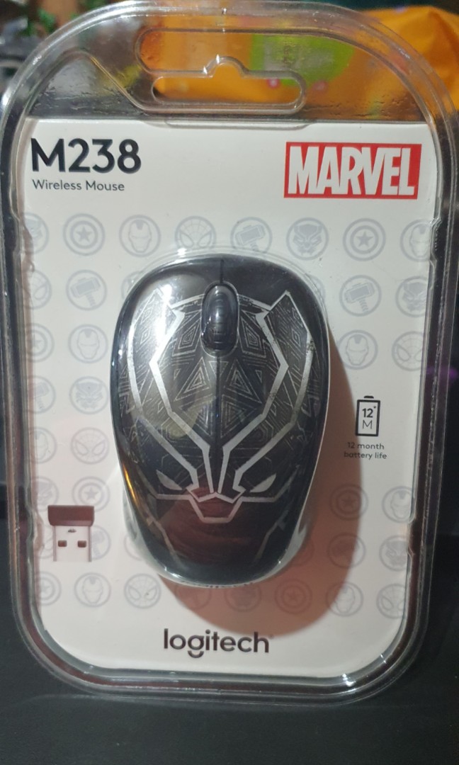 Logitech M238 Marvel Collection Wireless Mouse (Black Panther ...