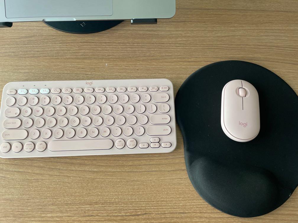 Logitech pink Bluetooth keyboard and mouse, Electronics, Computer Parts ...