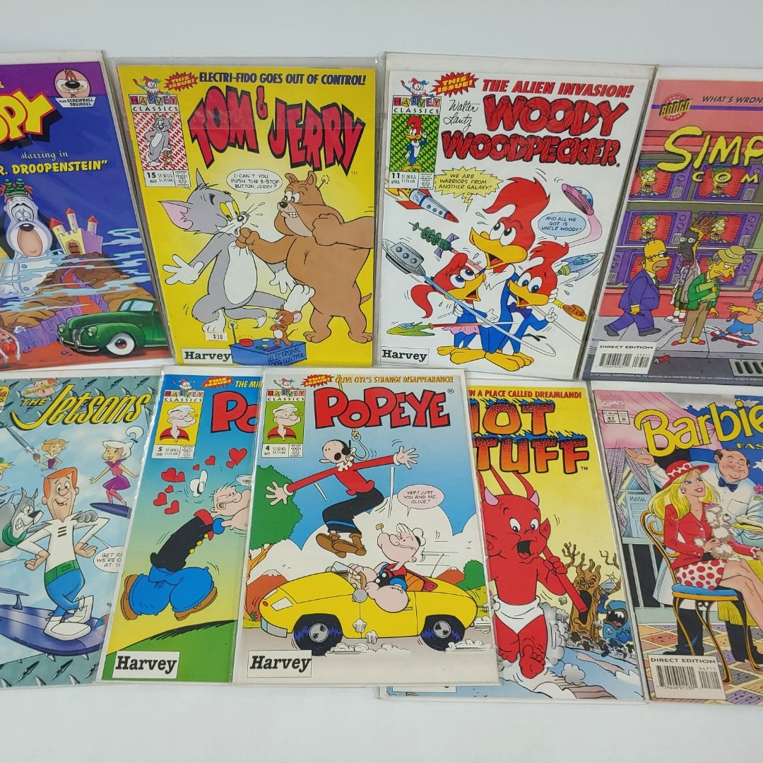 Mixed Comics lot of 9 (1994-1995) Simpsons Tom & Jerry Popeye Jetsons ...