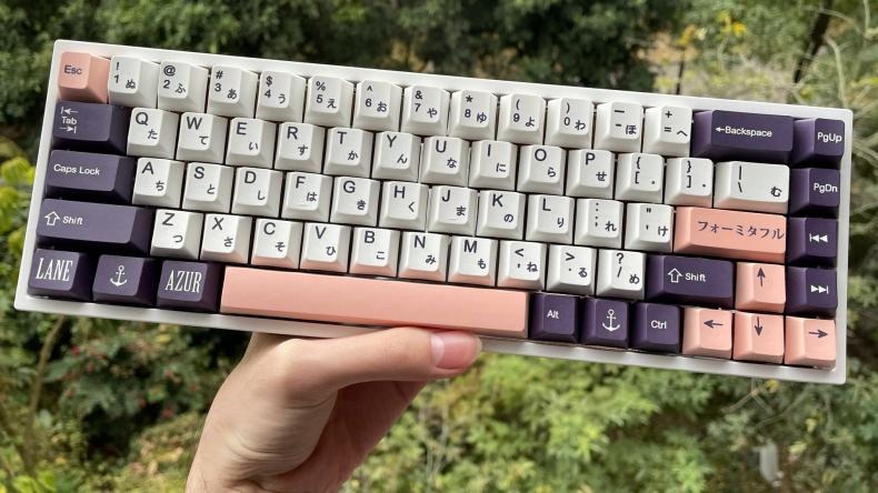 PBT Keycaps pink/navy/white/blue colorway mechanical keyboard keycap # ...