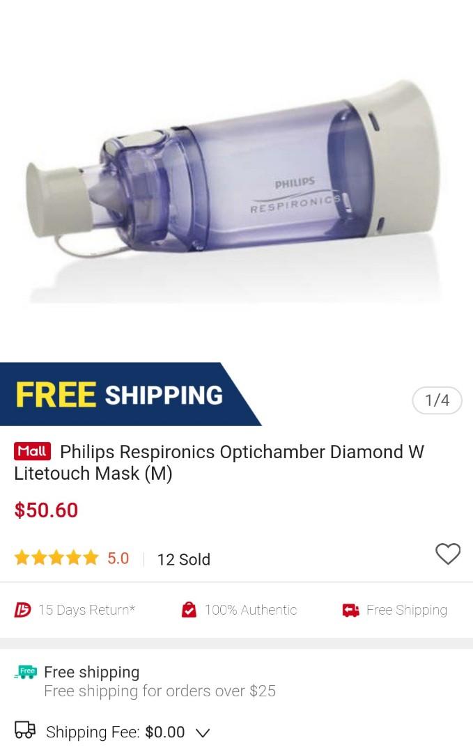 Philips Respironics Optichamber Diamond with Lite Touch Mask, Health ...