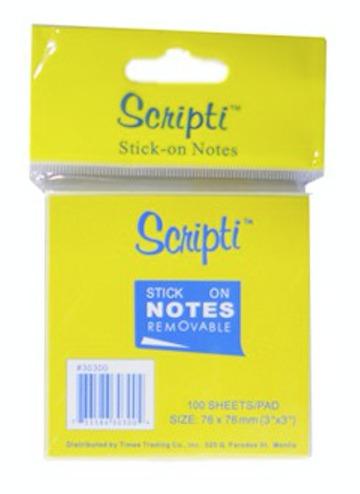 Scripti Stick-on Notes 100 sheets 3x3 | Paper Products | School ...